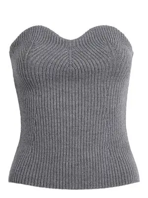 JIL SANDER Wool-blend Bustier Top - Grey