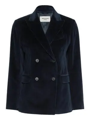 Max Mara Corduroy Double-breasted Blazer - Navy
