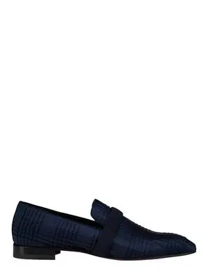 CHRISTIAN LOUBOUTIN Dandydeco Satin Tartan Loafers - Navy