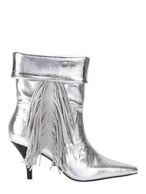 Kurt Geiger Metallic Leather Piccadilly Slouch Boots - Silver