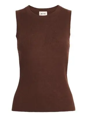 ME+EM Merino Wool-cashmere Barely There Sweater Vest - Brown