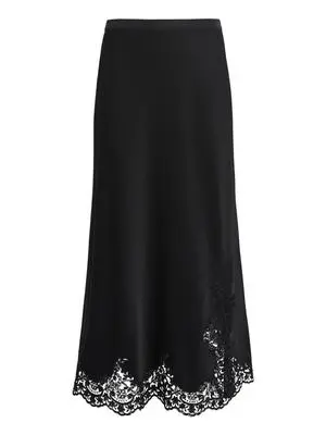 ME+EM Satin Lace-trim Maxi Skirt - Black