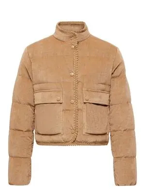 Moncler Essarts Braided Trim Corduroy Short Down Jacket - Light Brown