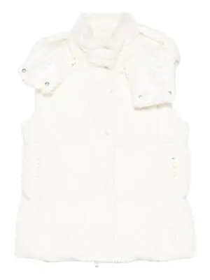 Moncler Logo Patch Hooded Gilet - White