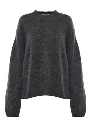 THE FRANKIE SHOP Oversized Crew Neck Knitted Sweater - Black