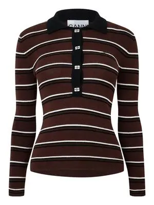 GANNI Merino Polo - Black