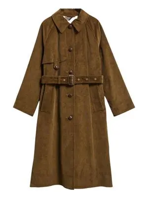 Barbour Corduroy Belted Trench Coat - Brown