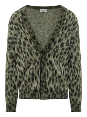 LANEUS Leopard Print V-neck Cardigan - No