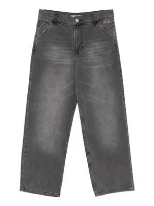 MSGM Faded-effect Logo-embroidered Jeans - Grey