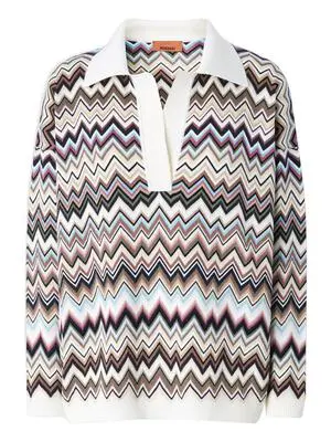 MISSONI Missoni Oversized Wool And Viscose Zig Zag Polo