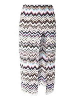 Missoni Zig Zag Viscose And Wool Midi Skirt With Slit - Multicoloured