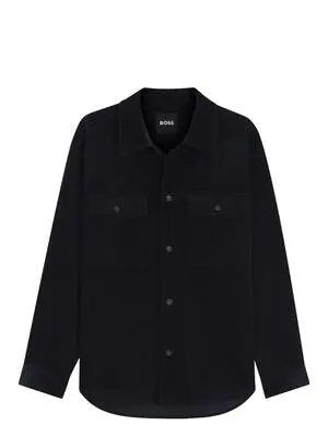 BOSS Relaxed-fit Overshirt In Stretch Corduroy Dark Blue