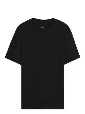 BOSS Corduroy-jacquard T-shirt In Mercerized Cotton - Black