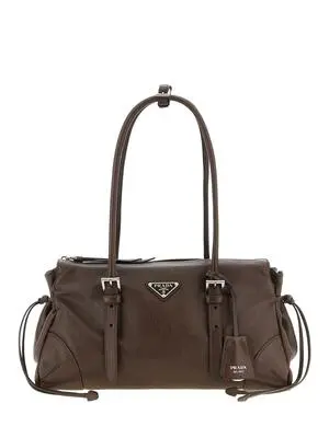 Prada PRADA Leather Karin Shopping Bag Brown