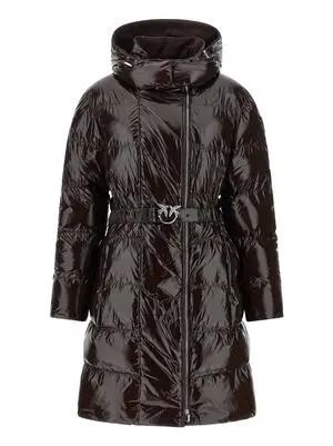 Pinko Love Birds Buckle Down Jacket - Brown