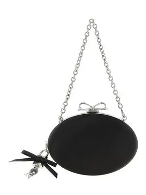 SELF-PORTRAIT Satin Oval Clutch - Black