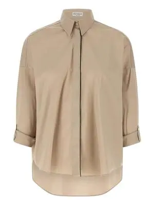 BRUNELLO CUCINELLI BRUNELLO CUCINELLI Monile-Trimmed Stretch Cotton Poplin Shirt