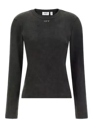 Off-White Off Stamp Ribbed Cotton T-shirt - Black