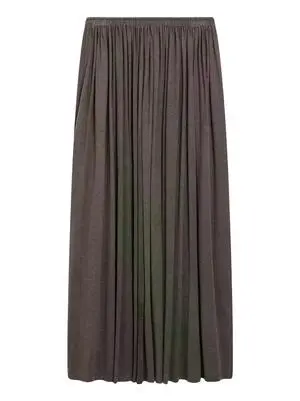 Max Mara Long Pleated Skirt In Lightweight Jersey - Brown