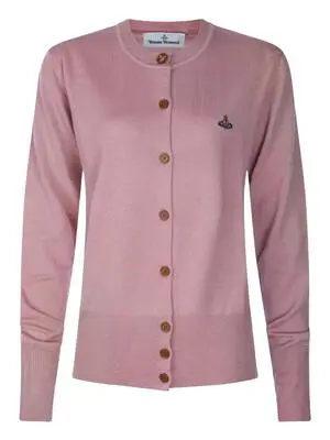 VIVIENNE WESTWOOD Orb-embroidered Button-front Cardigan - Pink