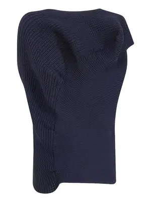 Issey Miyake Asymmetric Ribbed-knit Top - Black