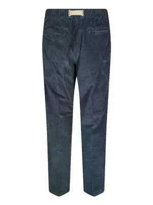 WHITE SAND Belted Corduroy Trousers - Blue