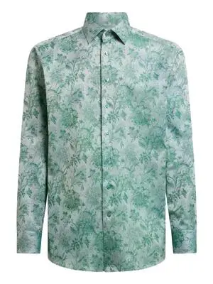 Etro Floral Cotton-jacquard Shirt - Green