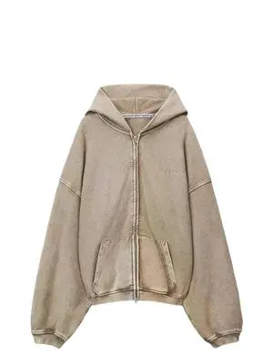 Alexander Wang All-over Crystal Oversized Zip-up Hoodie - Neutrals