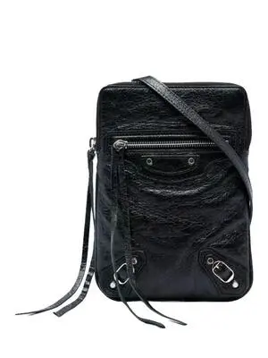 Balenciaga Motocross Classic Phone Holder Cross Body Bag - Black