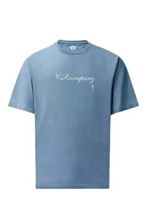 C.P. COMPANY 30/1 Jersey Short-sleeve Logo T-shirt - Blue