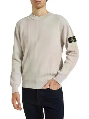 Stone Island Logo-patch Ribbed Pullover - Neutrals