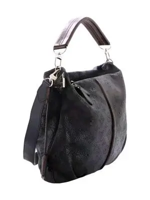 LOUIS VUITTON Selene Handbag Mahina Leather Pm Hobo Bag - Black