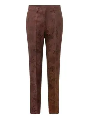 Etro Floral-jacquard Tailored Trousers - Brown