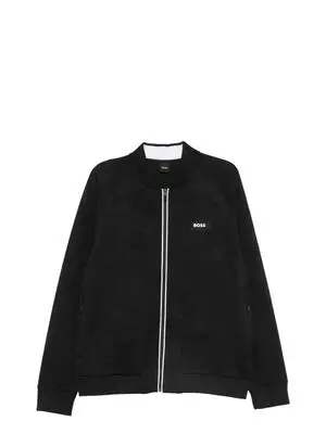 BOSS Geometric-pattern Zip-up Sweater - Black