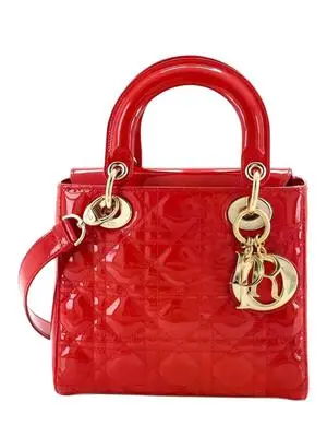 Dior Cannage Quilt Patent Small Satchel - Red