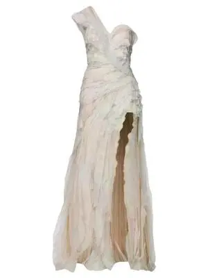 NORINA ST Zaira Ruffled One-shoulder Gown - Neutrals