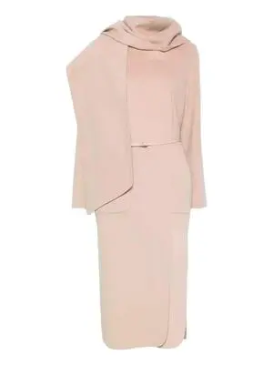 LUISA CERANO Belted Scarf-detail Overcoat - Neutrals