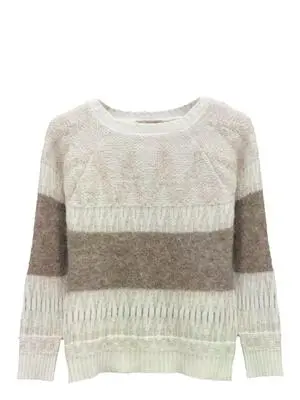 MARIA BELLENTANI Geometric-patterned Stripe-detail Sweater - Neutrals