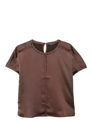 LUISA CERANO Satin-finish Panelled Top - Brown