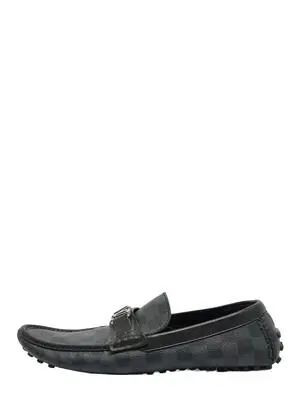 LOUIS VUITTON Damier Graphite Canvas Hockenheim Loafers - Black