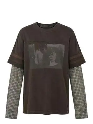Andersson Bell Layered-sleeve Graphic-print T-shirt - Black