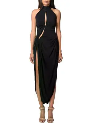 NORINA ST Cut-out Draped Maxi Dress - Black