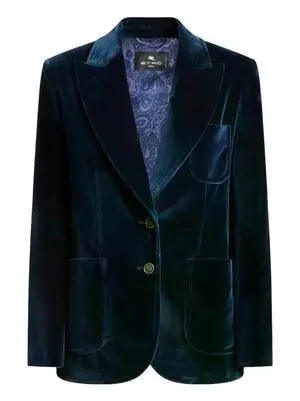 Etro Stretch Velvet Blazer - Blue