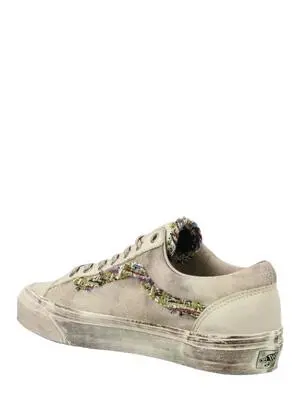 VANS Badge-Embellished Tweed-Trim Sneakers Neutrals