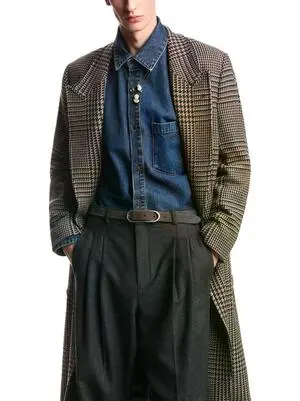 Emporio Armani Double-breasted Prince Of Wales Check Coat - Grey