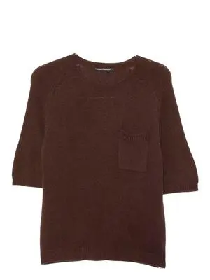 LUISA CERANO Cashmere Patch-pocket Raglan-sleeve Sweater - Brown