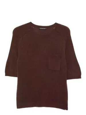 LUISA CERANO Cashmere Patch-pocket Raglan-sleeve Sweater - Brown