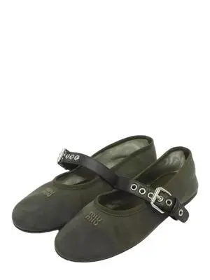 MIU MIU Miu Miu Logo-Embroidered Mesh Ballet Flats