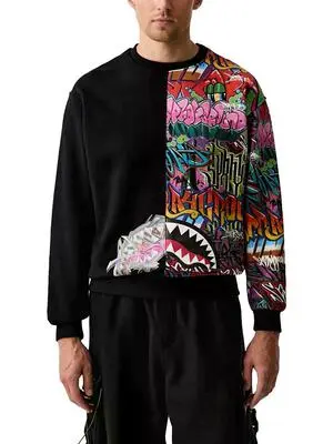 SPRAYGROUND Shark Graffiti-print Sweater - Black