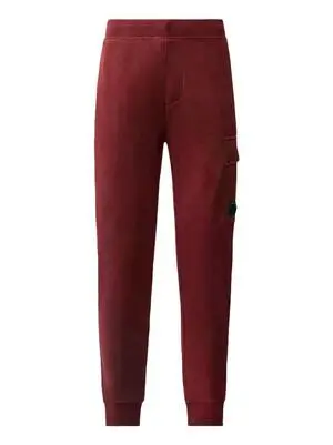 C.P. COMPANY Diagonal Raised Fleece Lens Sweatpants - Red